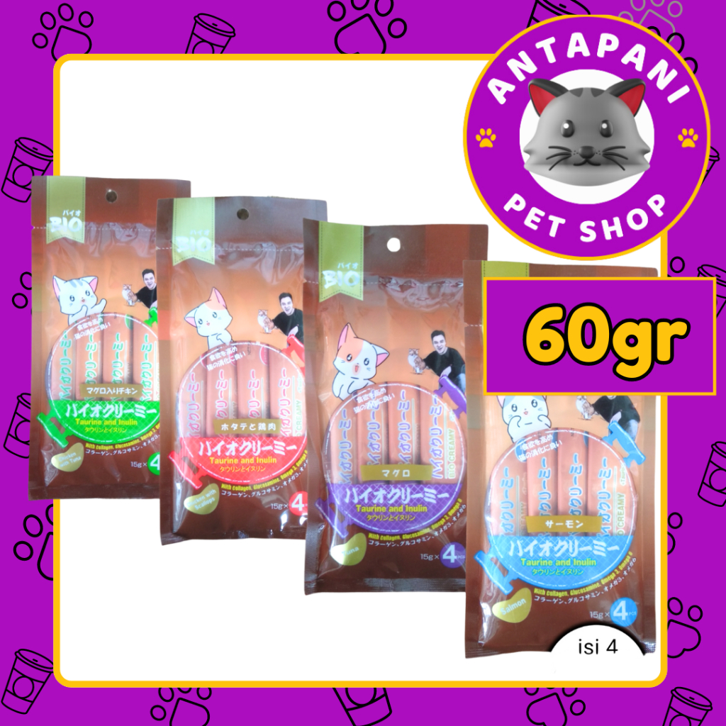 Jual Bio Creamy Treats Snack Kucing 4x15gr snack kucing bio creamy ...