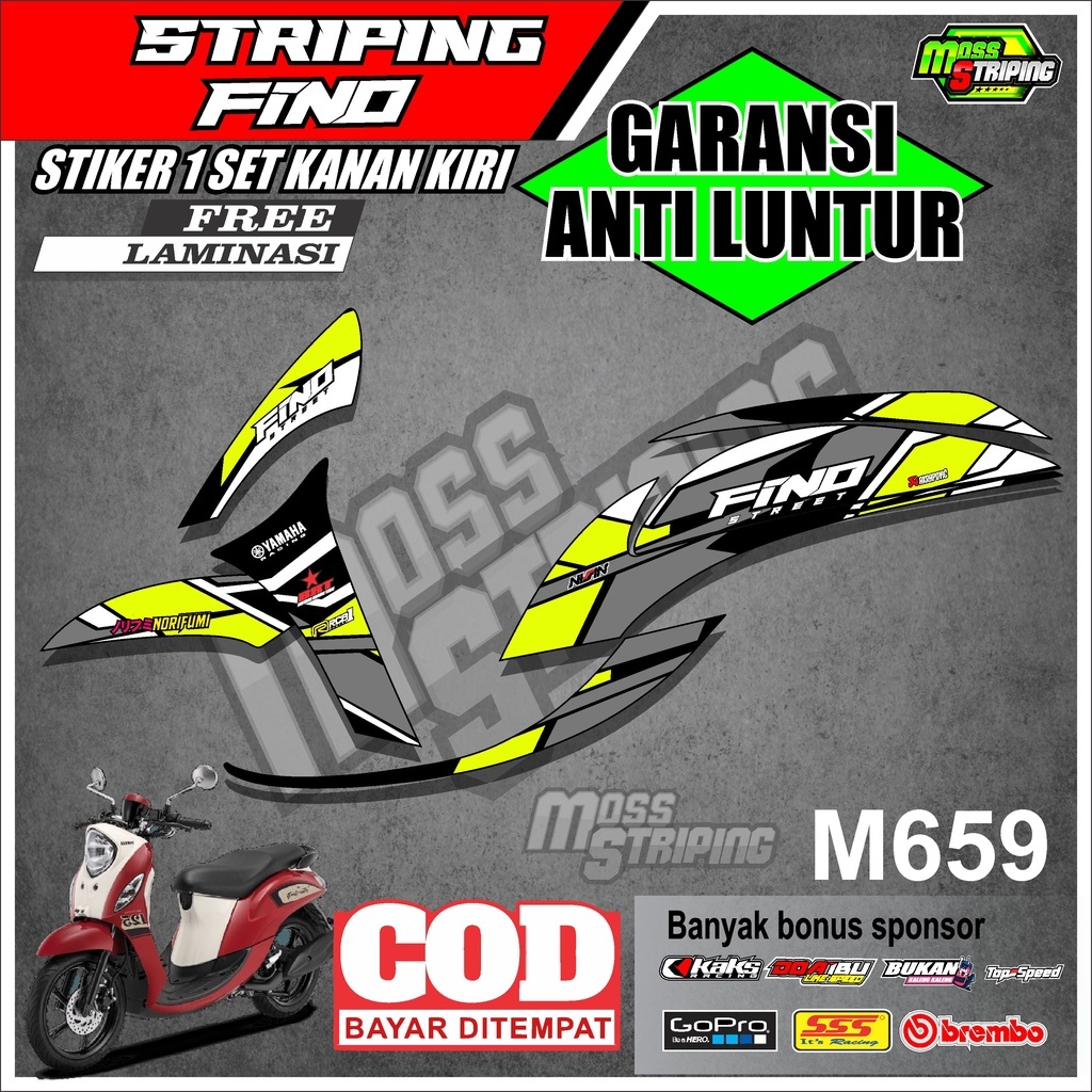 Jual STRIPING MOTOR FINO 125 GRANDE PREMIUM M659 STICKER SETRIPING ...