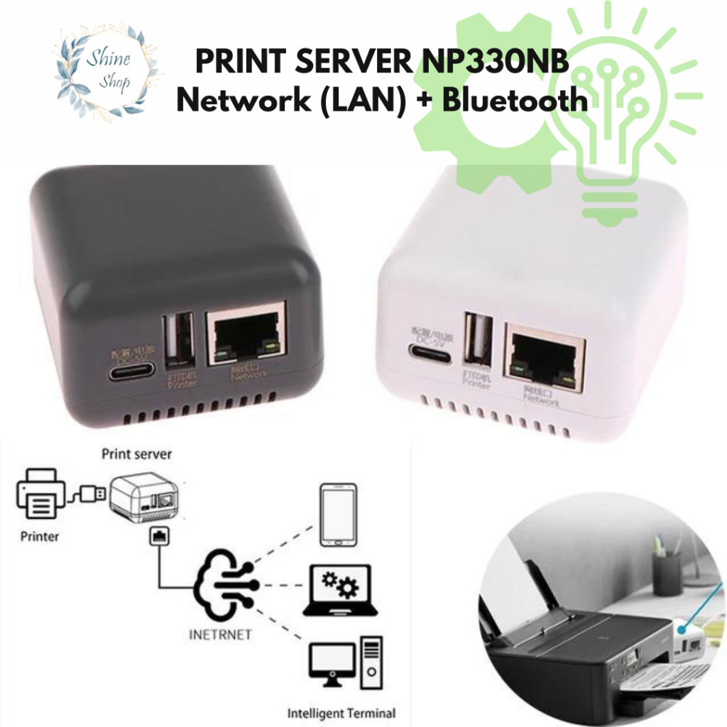 Jual NP330 Mini Print Server USB 2.0 Cable LAN Bluetooth Connection ...