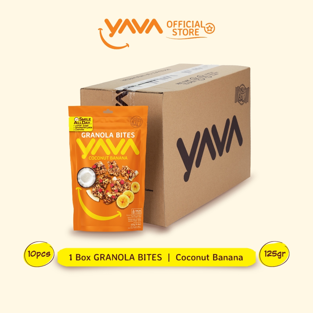 Jual YAVA Carton Pack Granola Bites Coconut Banana ( 10 x 125g ...