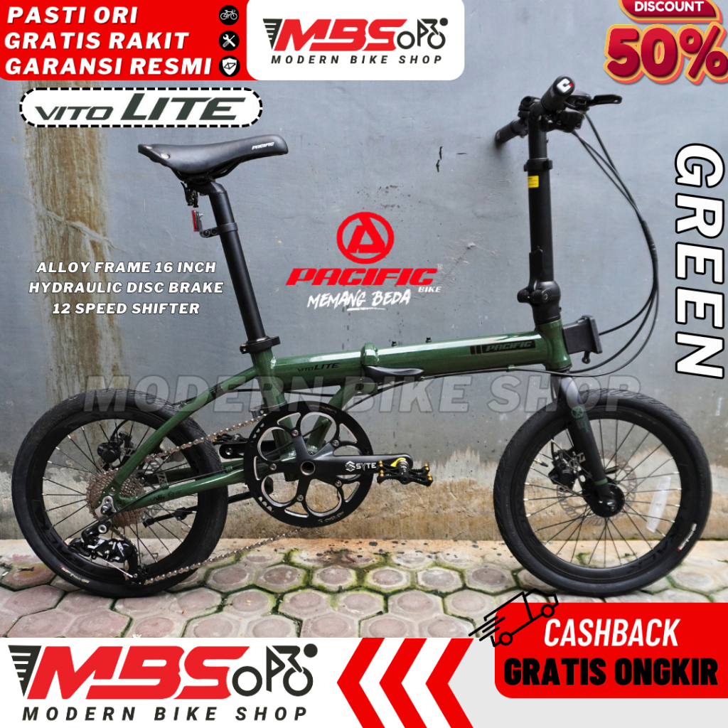 Jual PACIFIC VITO LITE 16 INCH Sepeda Lipat Pasific Dewasa Remaja Alloy ...