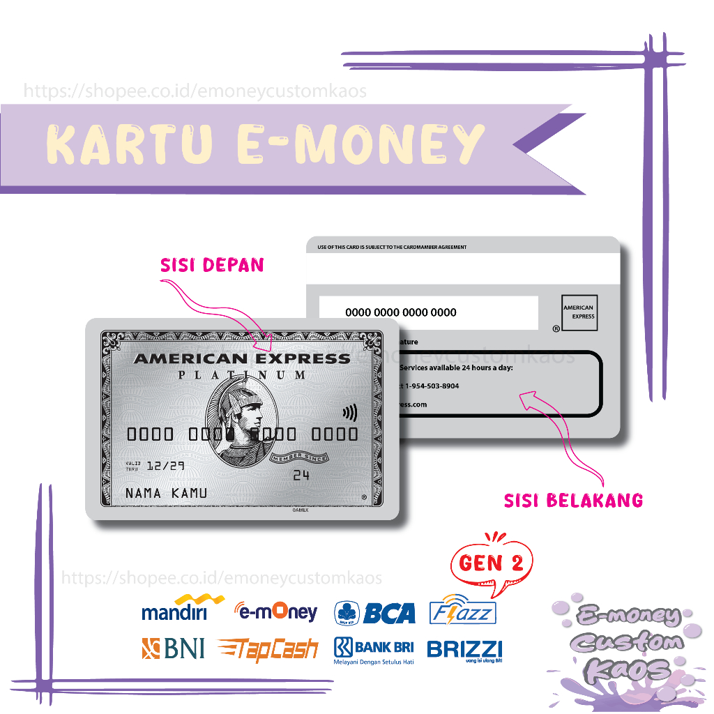Jual KARTU EMONEY CREDIT DEBIT CARD AMERICAN EXPRESS PLATINUM SILVER E ...