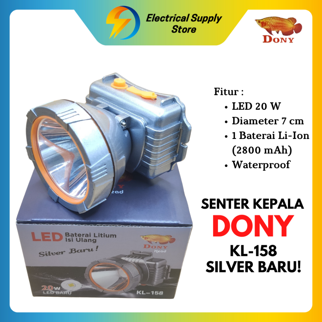 Jual SENTER KEPALA DONY KL-158 | LED 20 W | SUPER TERANG | CAHAYA PUTIH ...