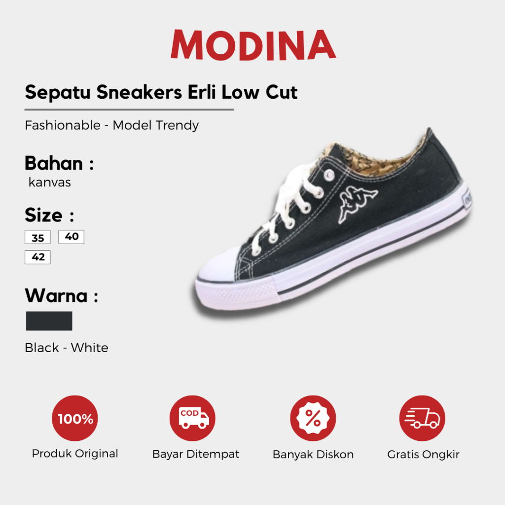 Jual Kappa - Sepatu Sneakers Erli Low Cut | Sepatu Sneakers Keren ...