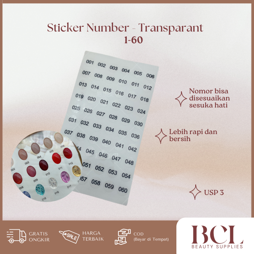 Jual Sticker Number Transparent Penomoran Display Kuku | Shopee Indonesia