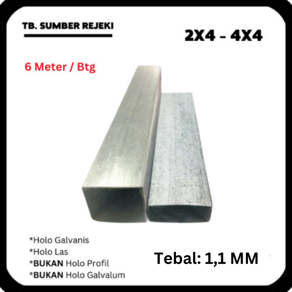 Jual BESI HOLO HOLOW HOLLOW GALVANIS 2x4 4x4 Tebal 1,1MM 1,1 MM 1.1MM ...