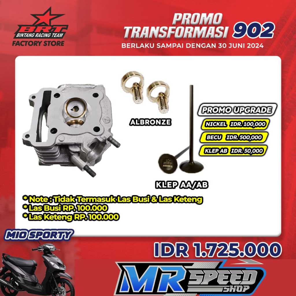 Jual HEAD BRT SUPER CYLINDER HEAD MIO SPORTY / MIO KARBU / MIO SOUL ...