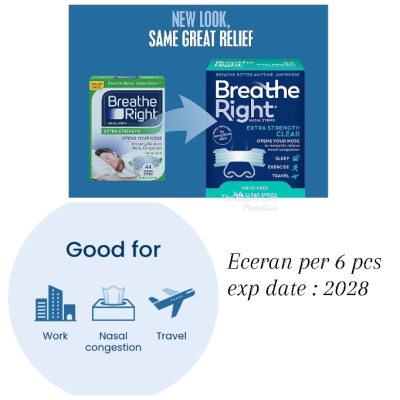 Jual Breath Right Extra Strength Clear Nose Strips 6 strips nasal ...