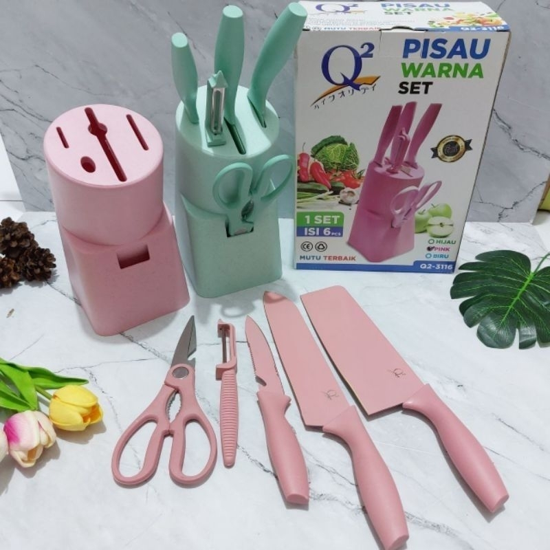 Jual Pisau Set WARNA Q2 6pcs murah dan terbaru / PISAU SET 5 IN1 ...