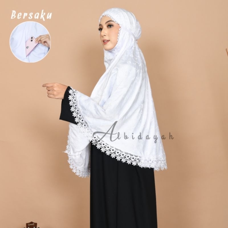 Jual Bergo Haji Dan Umroh Bahan Sutra Bordir Bersaku Jumbo premium | Shopee Indonesia