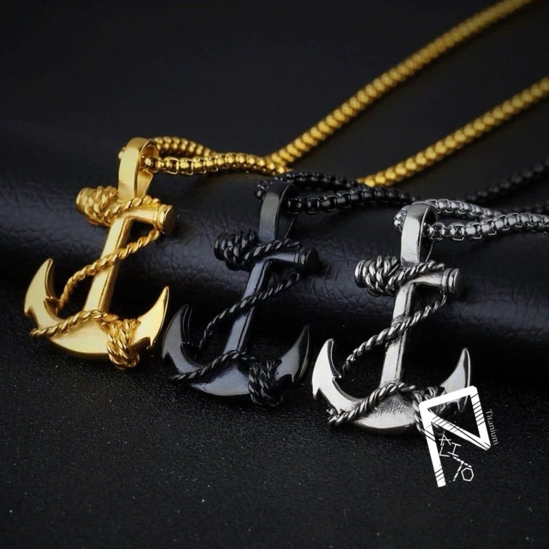 Jual KALUNG TITANIUM LIONTIN JANGKAR KAPAL UNTUK PRIA MODEL TRENDI ANTI ...