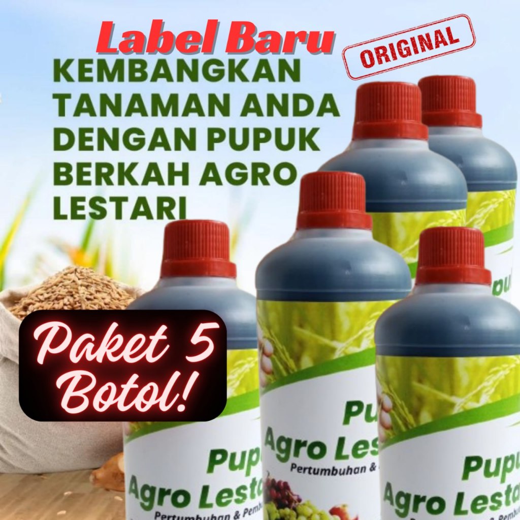 Jual Paket 5 Botol Pupuk Agro Lestari Pupuk Penyubur Perangsang dan Pelebat buah Kemasan 1 Liter ...