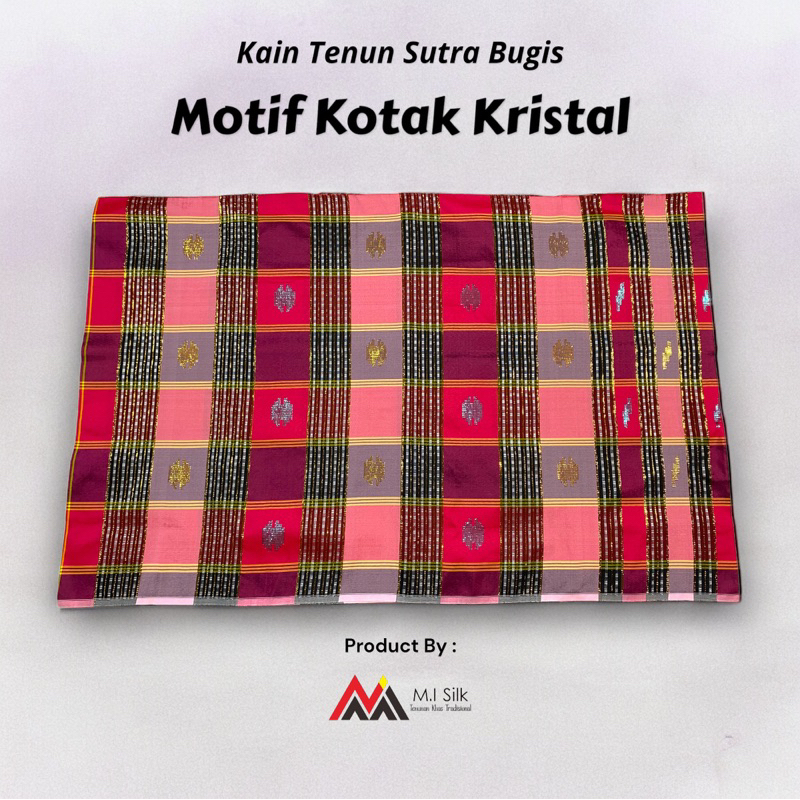 Jual Kain Sarung Tenun sutra Bugis Motif Kotak Kristal Premium | Shopee ...