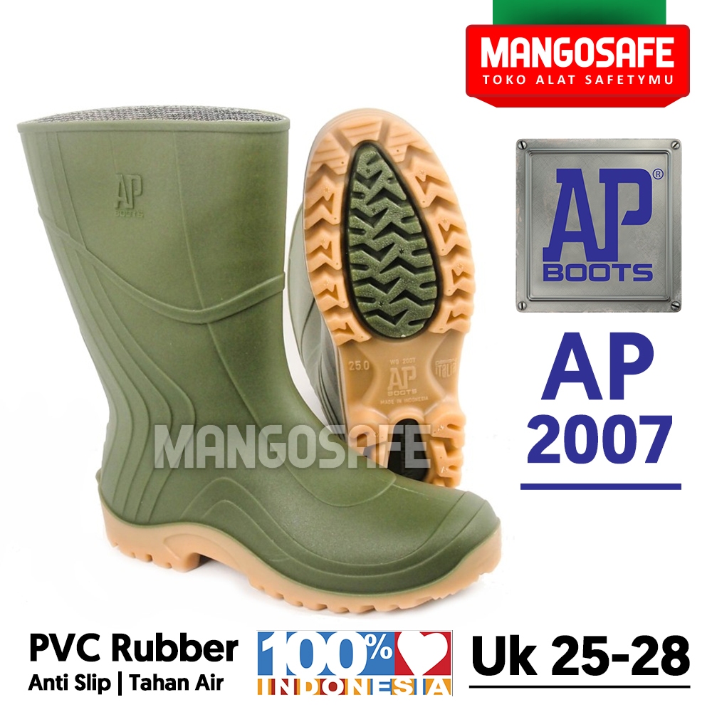 Jual [ FAVORIT ] Sepatu Boots Karet Hujan Hijau Waterproof AP 2007 Anti ...
