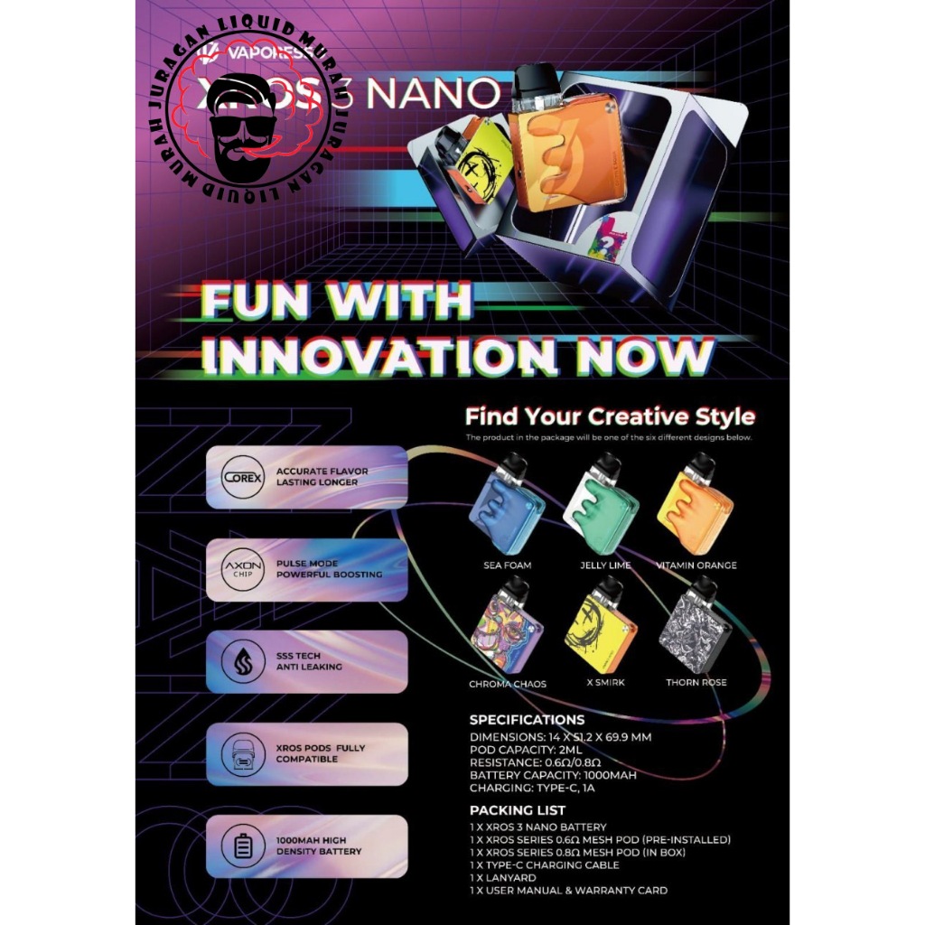 Jual Xros 3 Nano Pods Kit Pod 1000 mAh Authentic Vaporesso Xross 3 Nano ...
