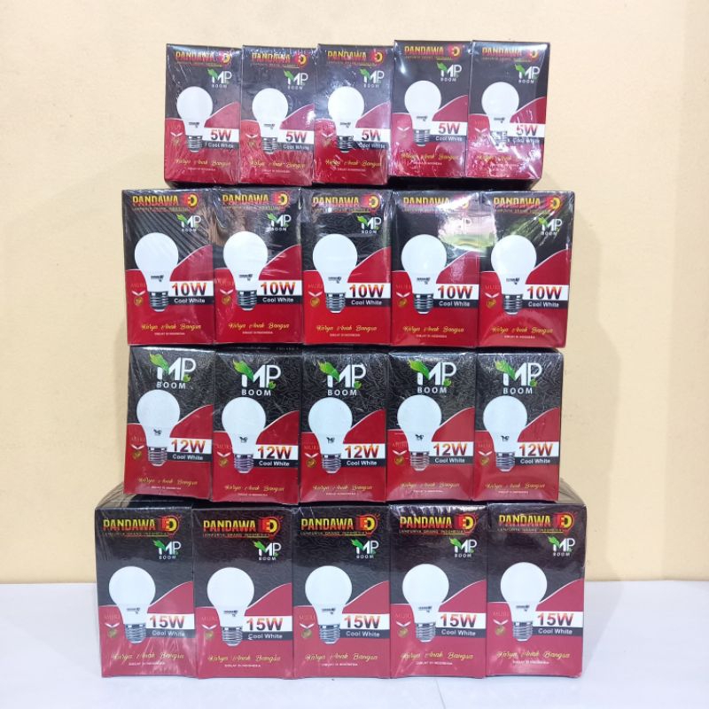 Jual Paket Lampu LED (10 Pcs ) 5W 10W 12W 15W Pandawa MP Boom SNI - Putih 6500K | Shopee Indonesia