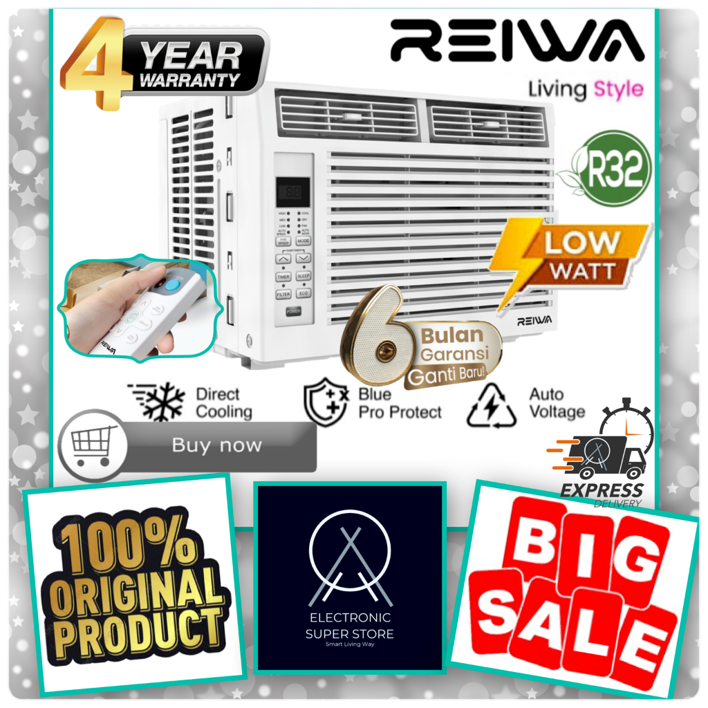 Jual AC WINDOW REIWA 1/2 PK CW-0501RA CW0501 RA 0501RA 0.5 PK STANDARD LOW WATT AC WINDOW REIWA ...