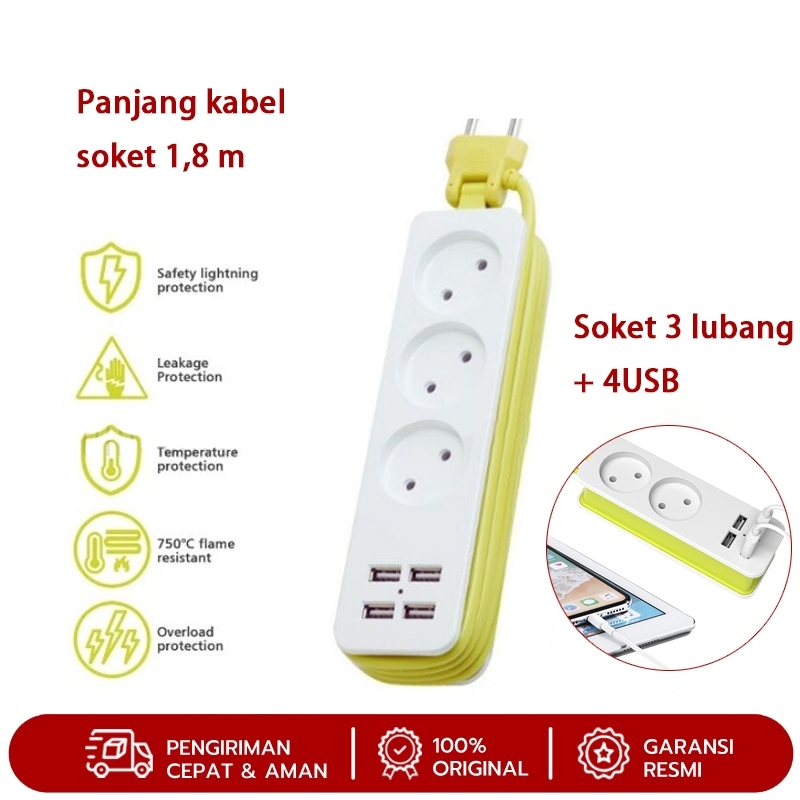 Jual Multi-function Socket KontakTraveling 3 Lubang Saklar + 4 Port USB ...