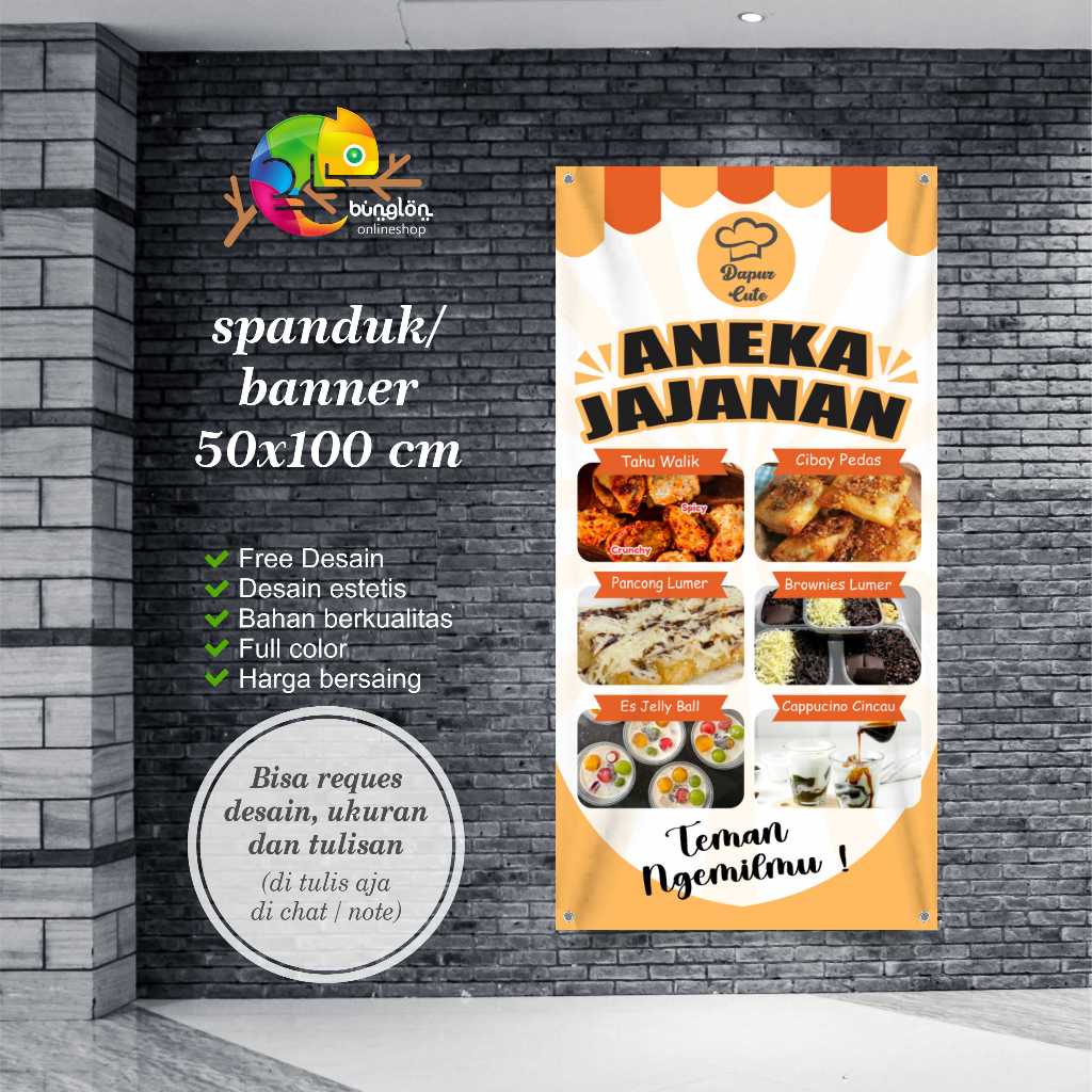Jual Spanduk Banner Aneka Jajanan Keren Free Custom Desain | Shopee ...