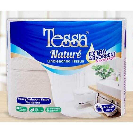 Jual 1 Pack Tissue Tessa Toilet Roll Nature 4 Roll x 4 Ply PB-08 ...