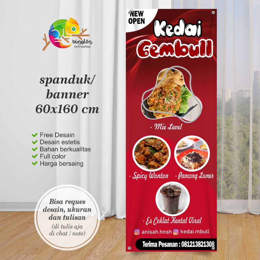 Jual Spanduk Banner Mie Level Wonton Pancong Lumer Custom Desain ...
