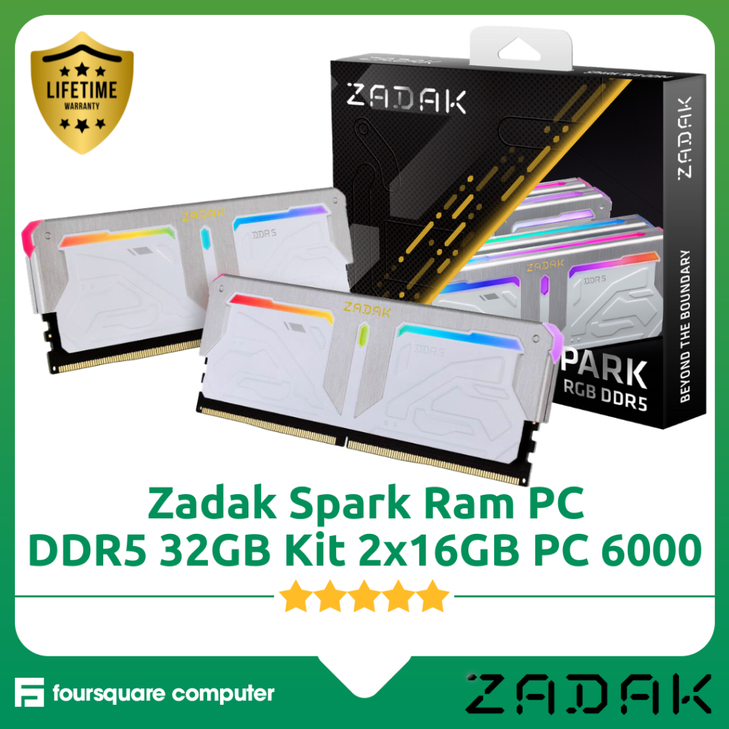 Jual Ram Zadak Spark RGB DDR5 32GB Kit 2x16GB PC 6000 Mhz White Putih ...