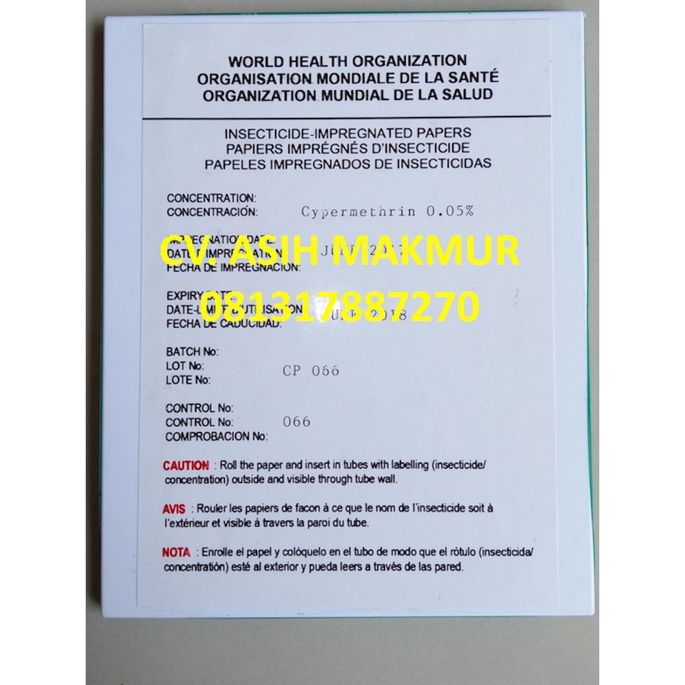 Jual WHO Insecticide Impregnated Paper - Bahan Uji Resistensi Vektor ...