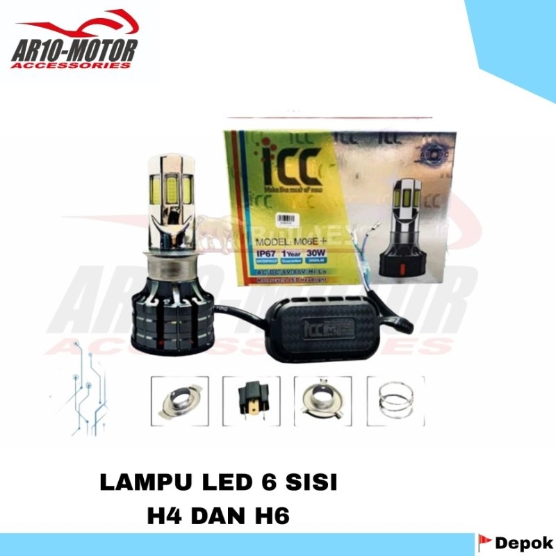 Jual LAMPU DEPAN LED ICC 6 SISI H4 DAN H6 universal MOTOR MOBIL ...