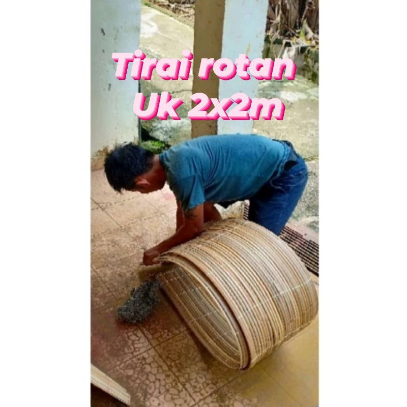 Jual tirai krey outdoor ROTAN lunjong uk 2x2meter plus tali penggulung ...
