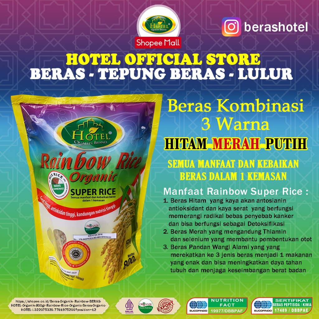 Jual Beras Organik HOTEL Kombinasi Merah Hitam Putih - Rainbow Mix Rice ...