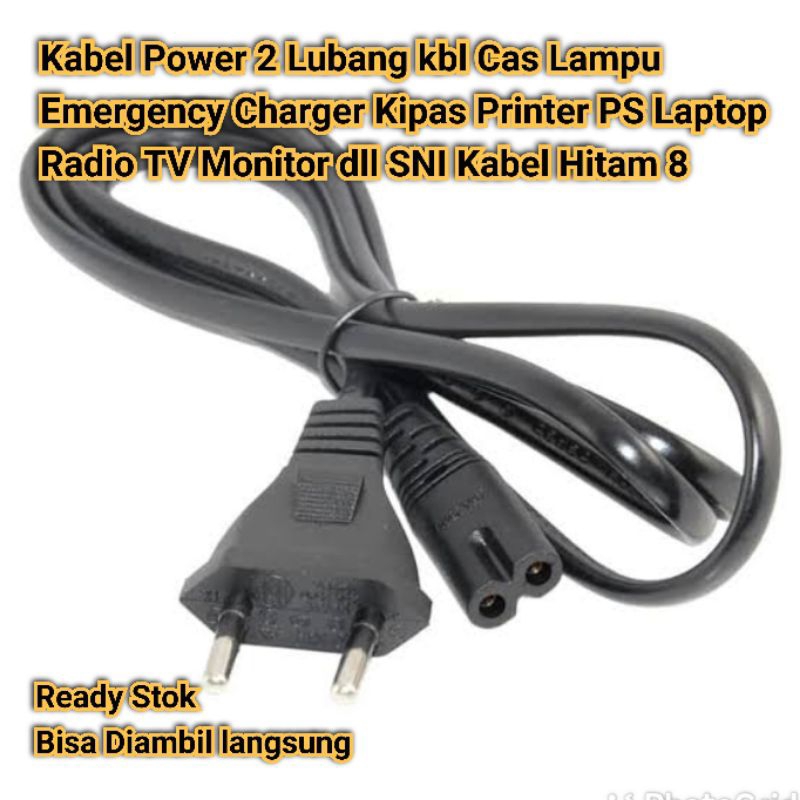 Jual Kabel Power 2 Lubang kbl Cas Lampu Emergency Charger Kipas Printer PS Laptop Radio TV ...