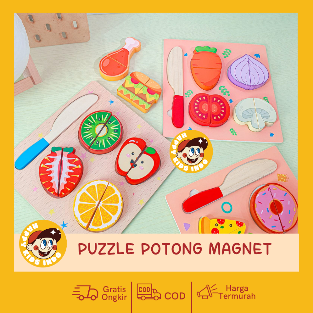 Jual HAPPYKIDS - MAINAN PUZZLE KAYU POTONG EDUKASI ANAK - PUZZLE ...