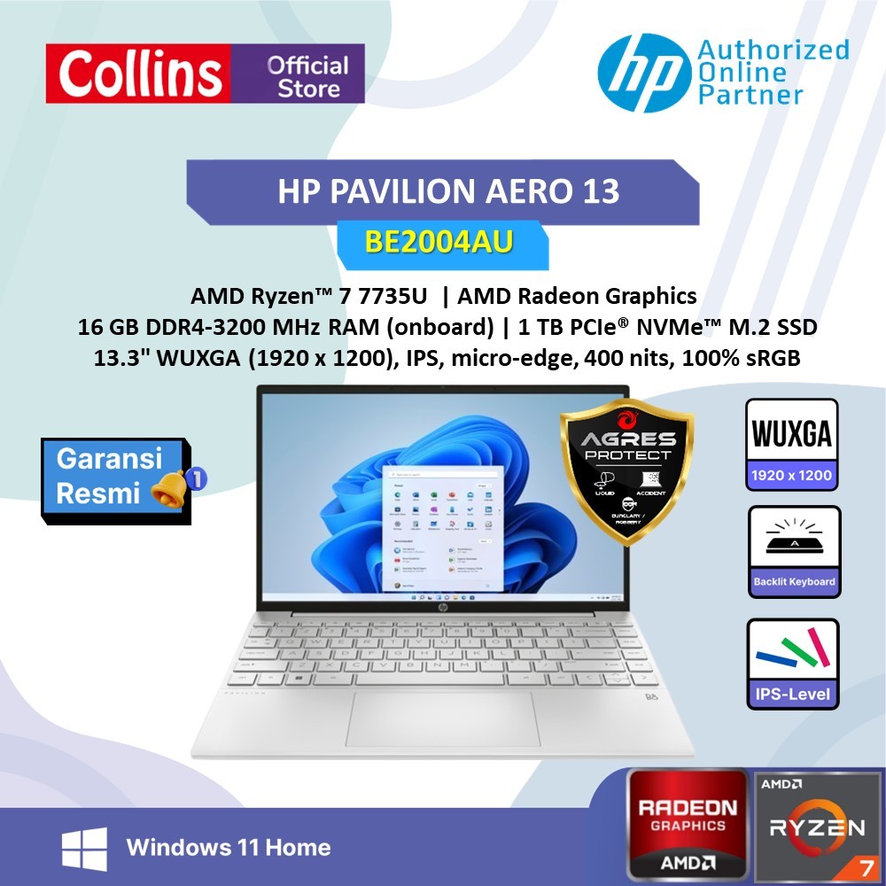 Jual HP PAVILION AERO 13 RYZEN 7 7735 16GB 1TB W11+OHS 13.3WUXGA IPS ...
