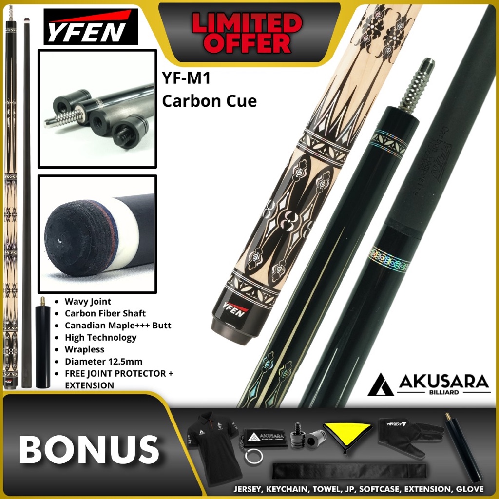 Jual YFEN M Series Carbon Cue New FREE Extension Stik Play Billiard ...