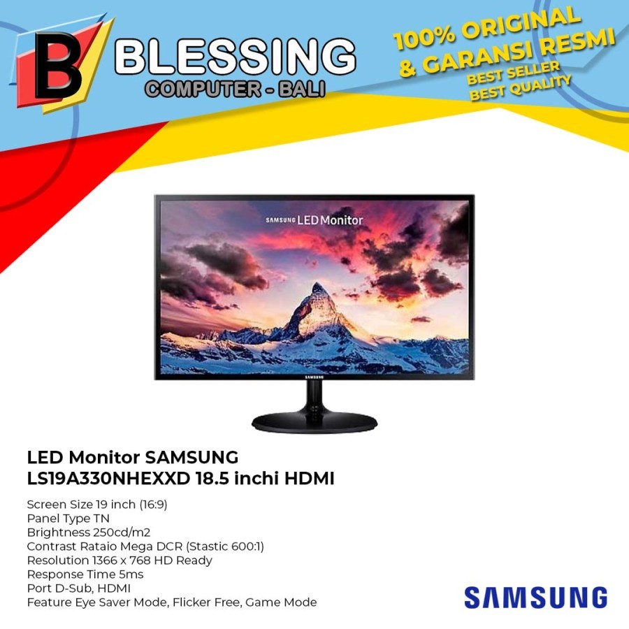 Jual Monitor SAMSUNG LS19A330NHEXXD 18.5 inchi HDMI | Shopee Indonesia
