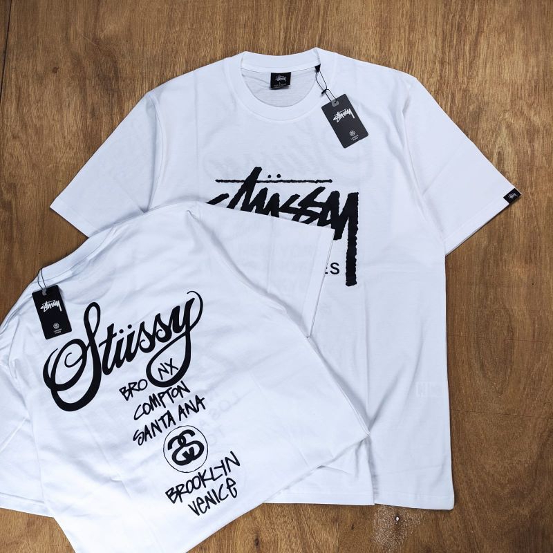 Jual BAJU KAOS STUSSY WORLD TOUR LOGO FONT BASIC LEGEND WHITE MIRROR ...