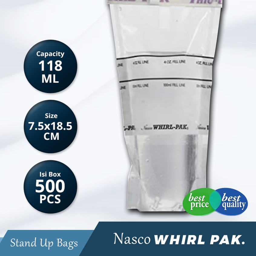 Jual Nasco Sterile Sampling Bag - B01364 Whirl-Pak® Stand Up Bags - 4 ...