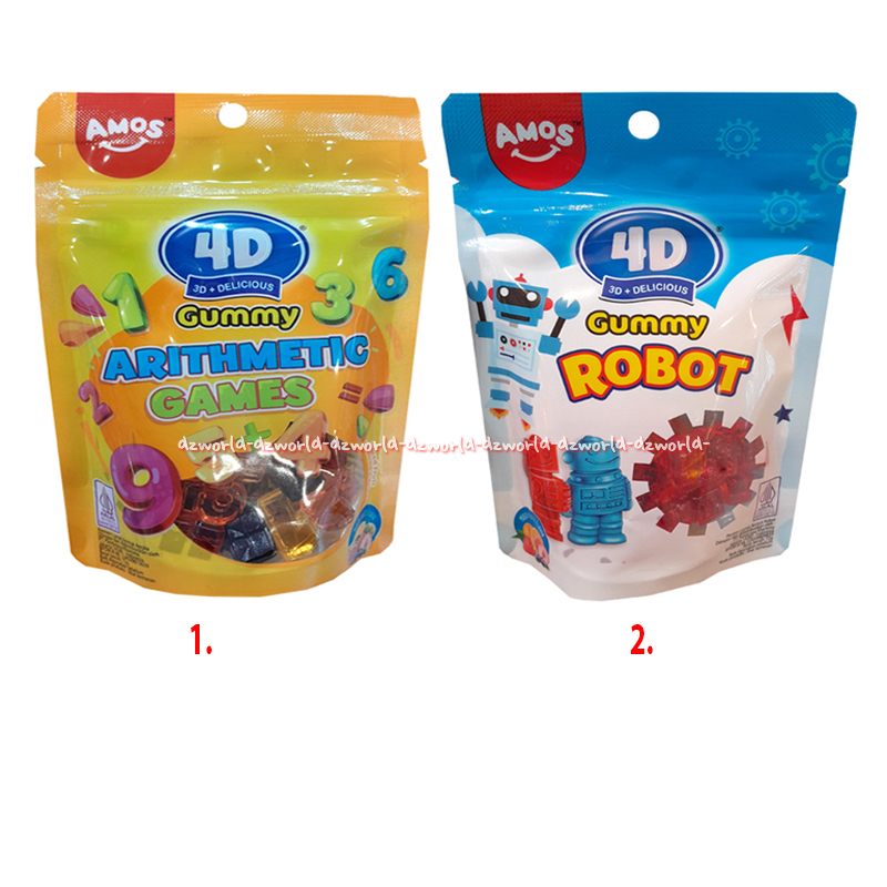 Jual Amos 4D 72gr Gummy Arithmetic Games Robot Candy With Real Fruit ...