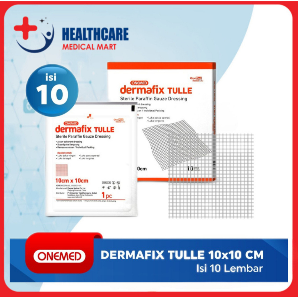 Jual Dermafix Tulle 10 x 10 Cm Paraffin Gauze Onemed Box Isi 10Pcs ...