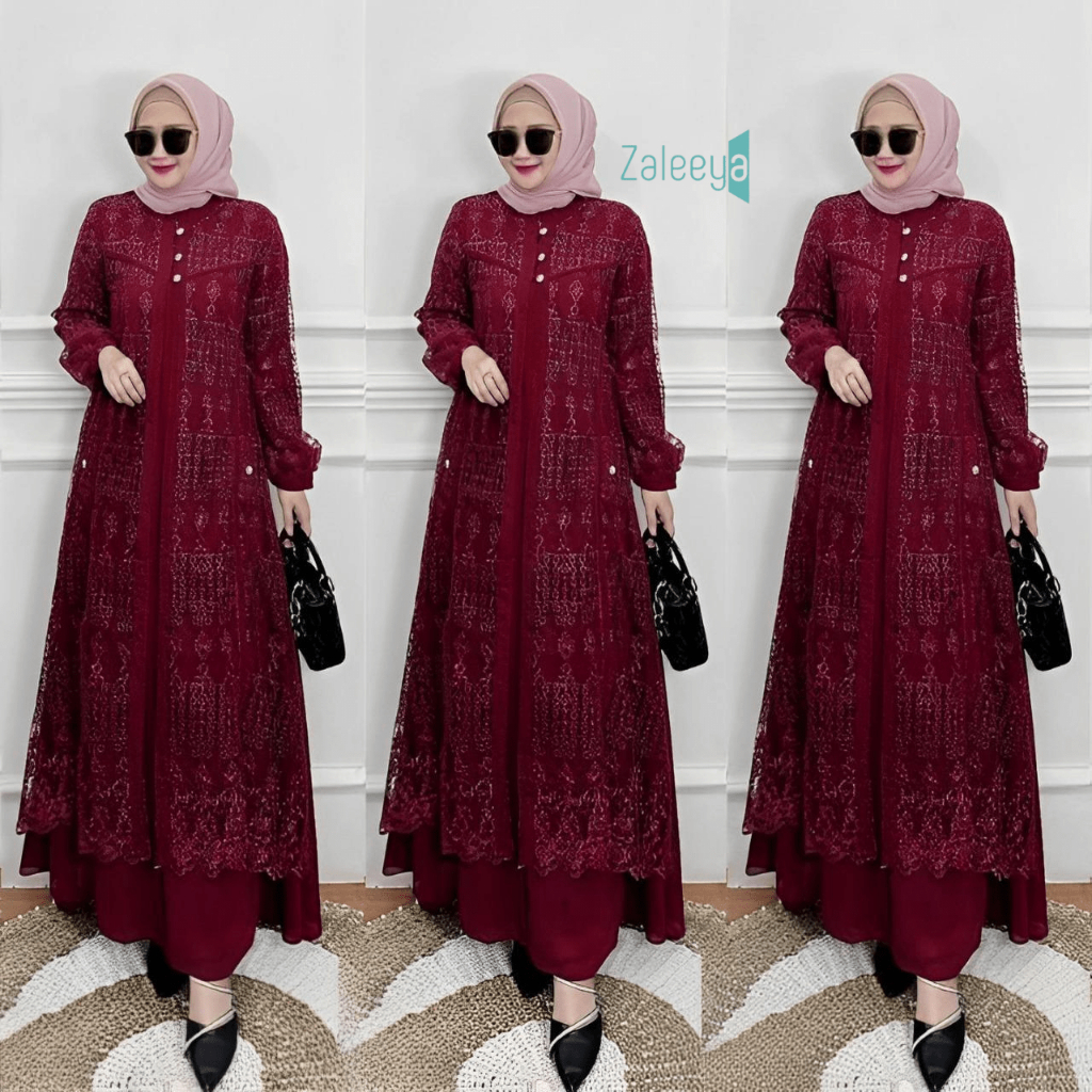 Jual Gamis Wanita Terbaru Hayya Dress Bahan Crinkle Mix Brukat Size M ...