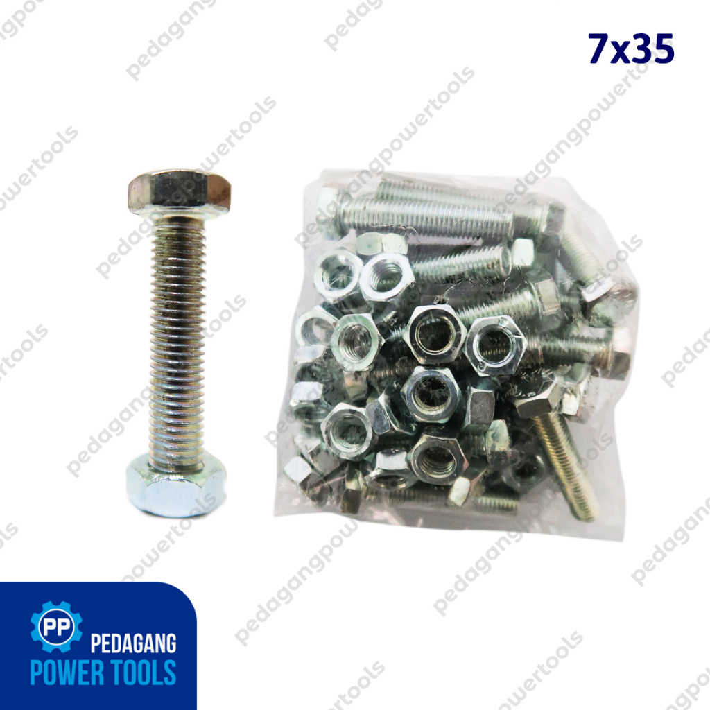 Jual JP Baut Mur M7 x 35 mm Isi 25 pcs Putih Kunci 11 Hexagon Skrup BM 7x35 | Shopee Indonesia