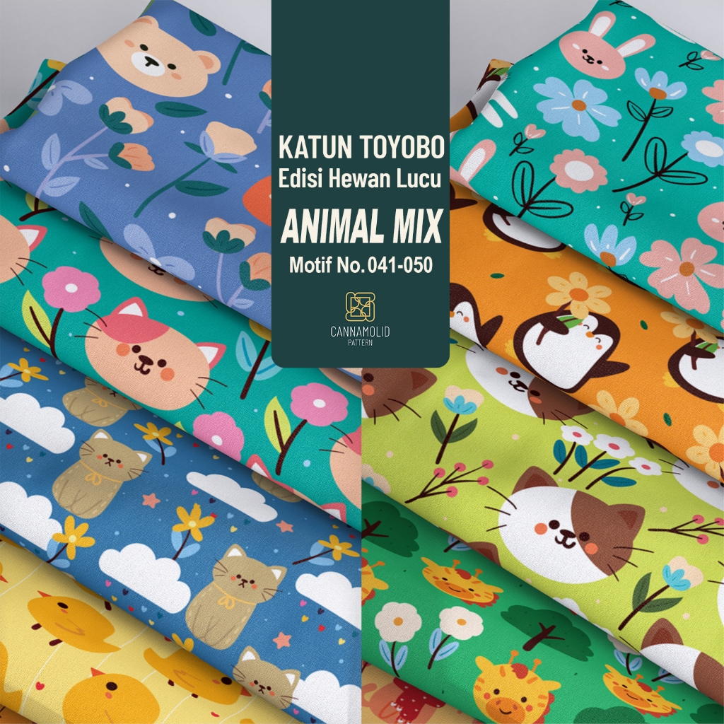 Jual Kain Katun Toyobo Motif HEWAN LUCU | Lebar 145cm | ANIMAL 41-50 ...