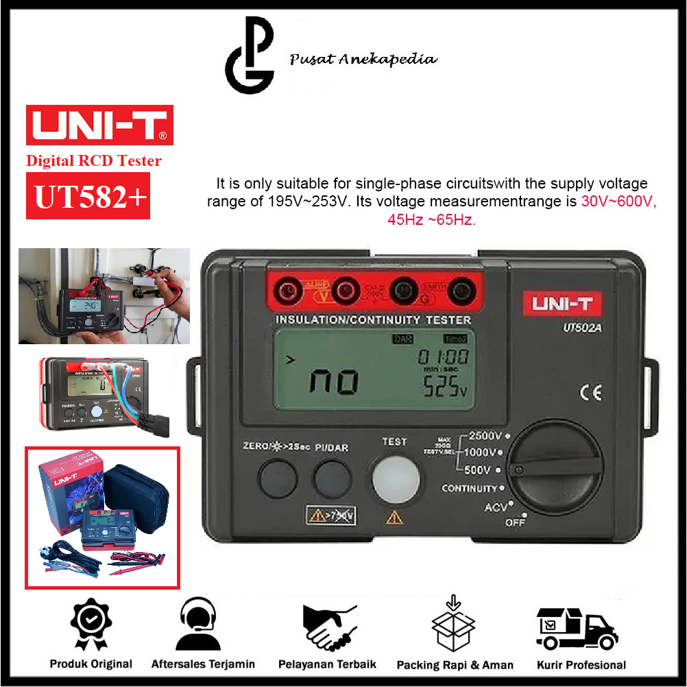 Jual Uni-T UT582+ Digital Rcd (Elcb) Tester Auto Ramp Leakage Circuit ...