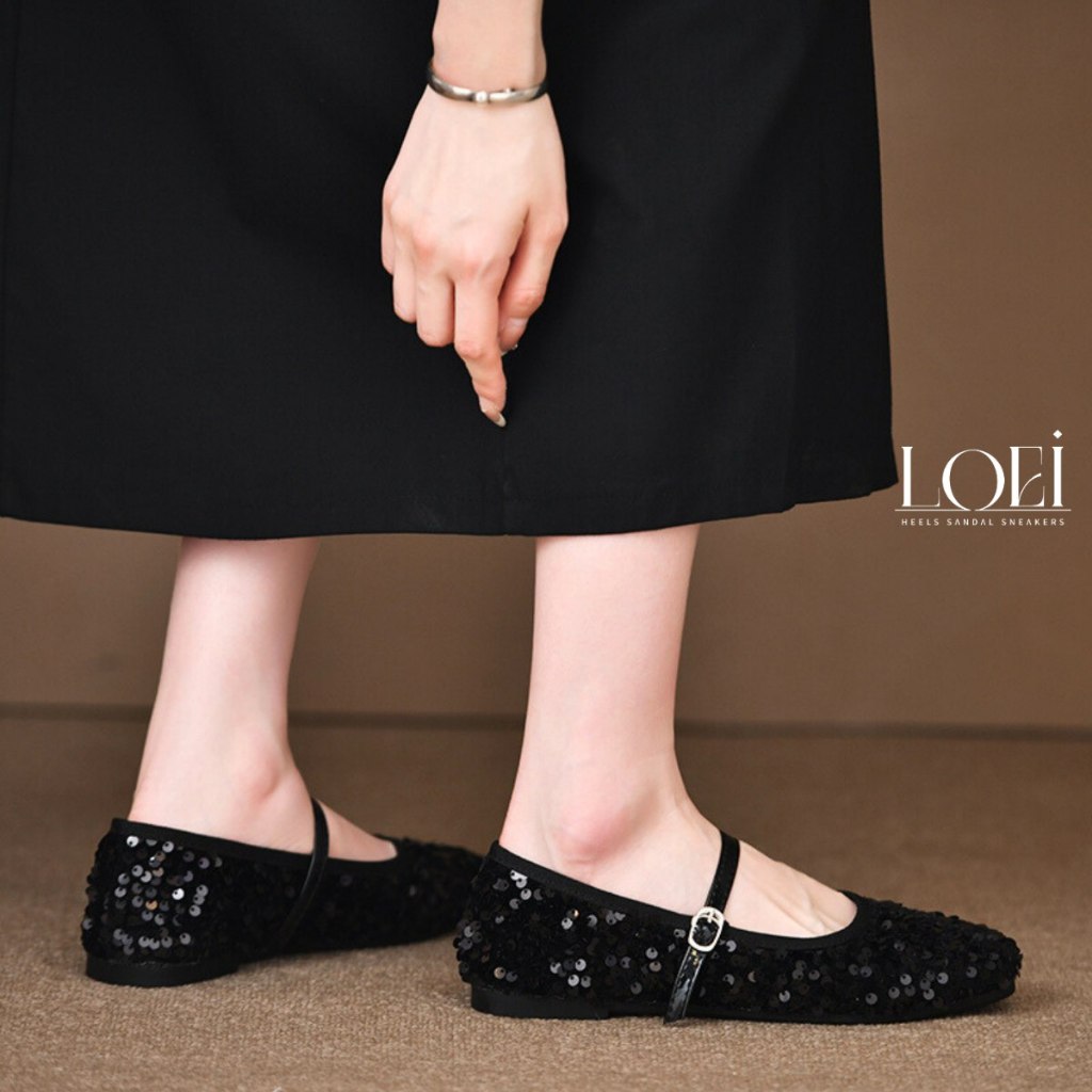Jual LOEI Yubi Tali Flatshoes Wanita Sepatu Sequin Elegant Kekinian ...