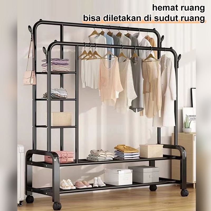 Jual Rak Besi Gantungan Baju Pakaian 150CM Rak Baju Serbaguna Gantungan ...