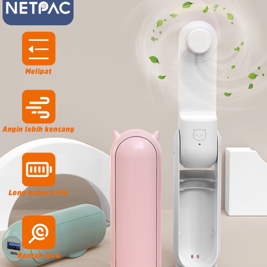 Jual Gav NETPAC Kipas Angin Portable Lipat Saku Mini Fan With Powerbank ...