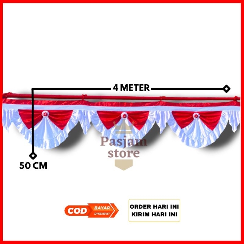 Jual Bendera Background yks Merah Putih Rumbay 5 Gelombang Panjang 4 Meter | Shopee Indonesia