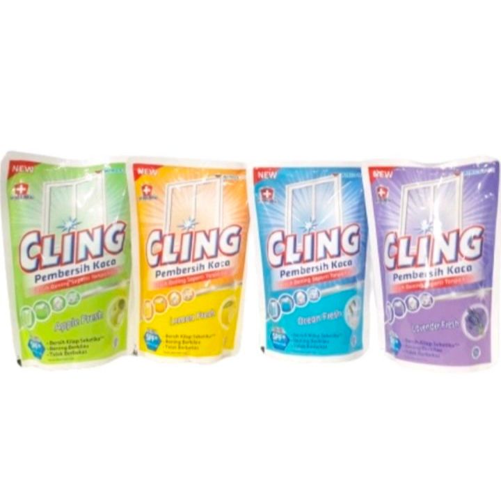 Jual CLING Pembersih Kaca 425ml Refill Pouch Ocean Fresh Apple Lavender ...