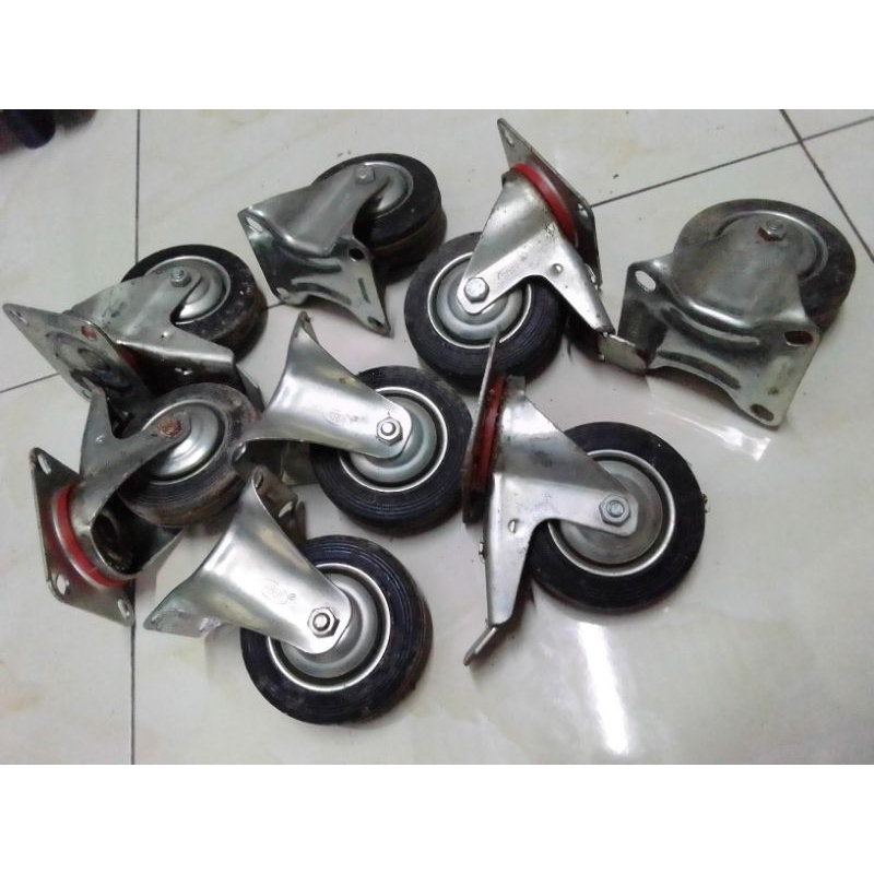 Jual roda troli besar 3"ada 2 set (8 pcs) | Shopee Indonesia