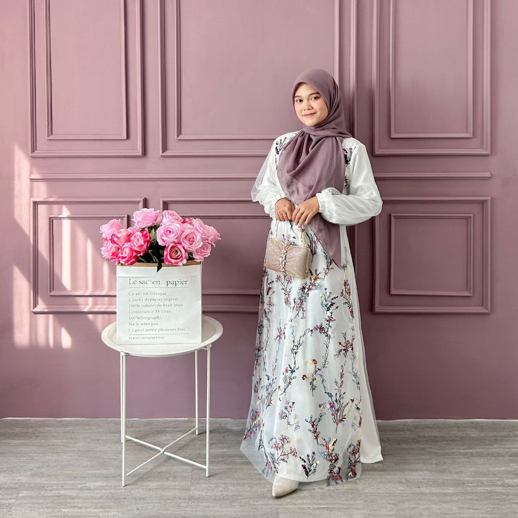 Jual Bunga Dress Tulle Bordir Akad Lebaran Kondangan Wisuda Lamaran ...
